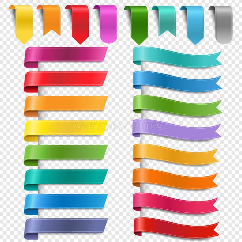 Colorful Ribbon Collection Isolated Transparent Background Stock Vector ...