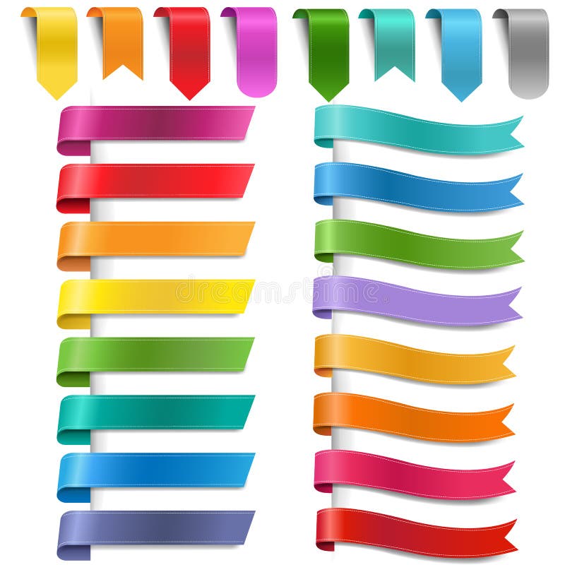 Colorful Ribbon Collection Isolated White Background Stock Vector ...