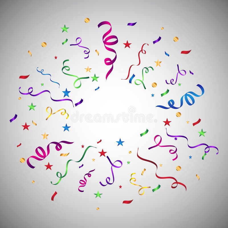 Colorful Ribbon and Confetti, Isolated on Transparent Background ...