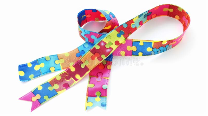 A Colorful Ribbon Featuring Puzzle Pieces Representing the Many Pieces ...