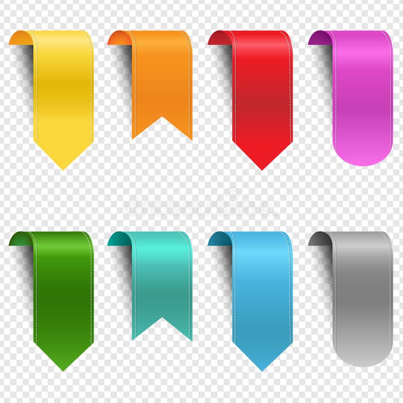 Colorful Ribbon Set Isolated Transparent Background Stock Vector ...