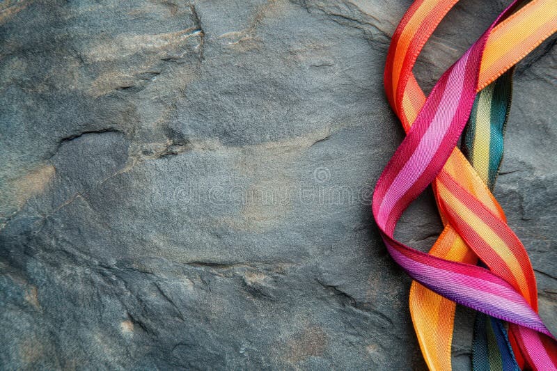 Colorful Ribbons Arranged on a Dark Stone Background Stock Illustration ...