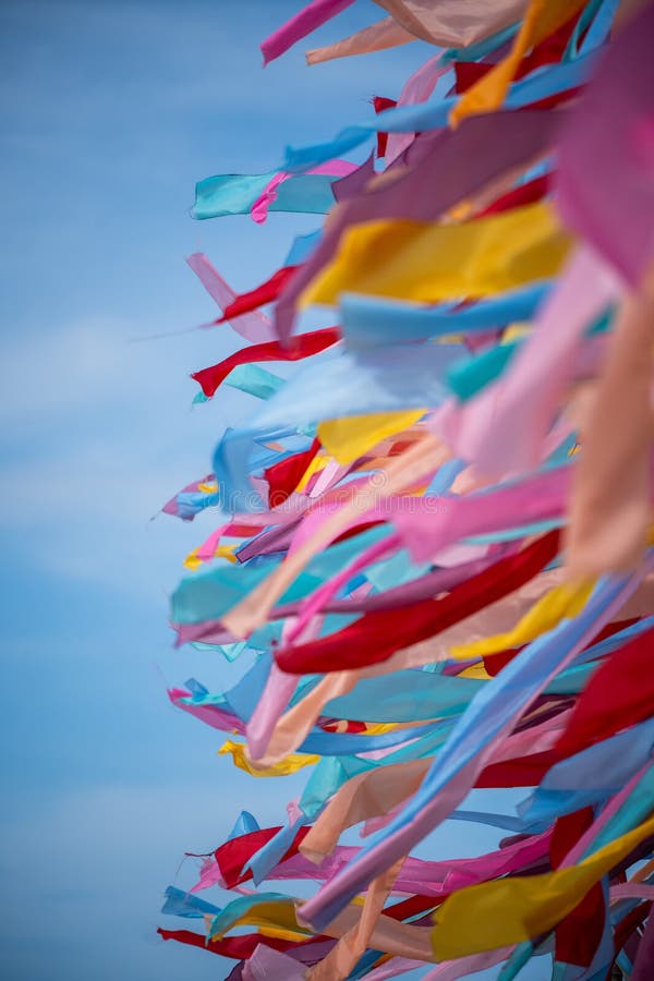 Colorful Ribbons Blown by the Wind Stock Image - Image of ribbon ...