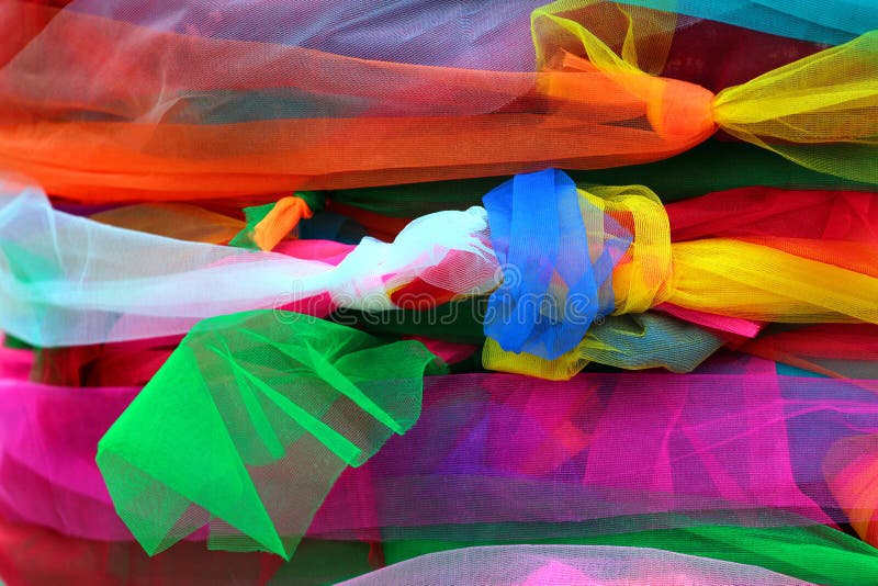 Colorful Ribbons in a Buddhist Temple, Thailand Stock Photo - Image of ...