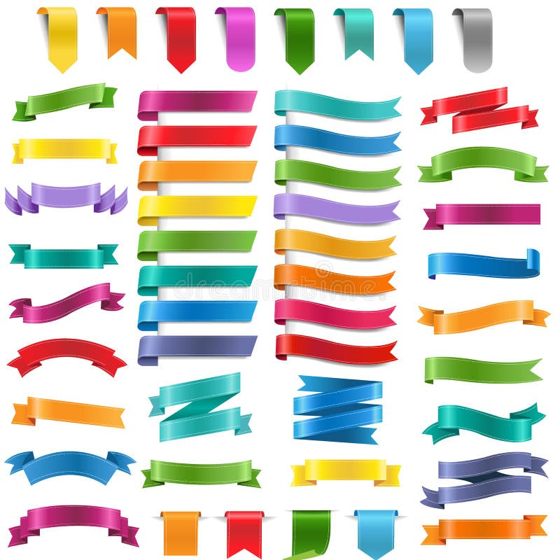 Big Colorful Ribbons and Design Elements Stock Vector - Illustration of ...