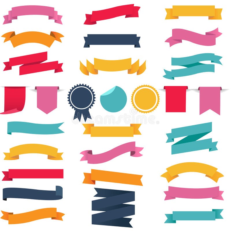 Colorful Ribbons and Labels Set White Background Stock Vector ...