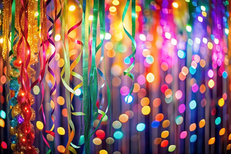 Colorful Ribbons and Lights Bokeh Background Stock Illustration ...
