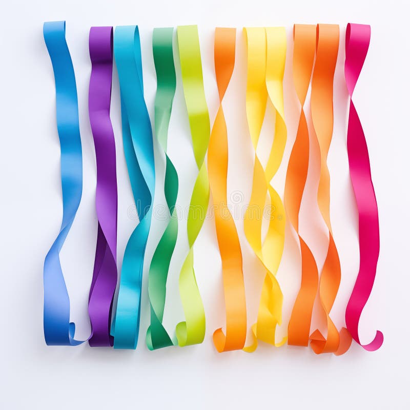 Colorful Ribbons in Rainbow Order on White Background Stock ...