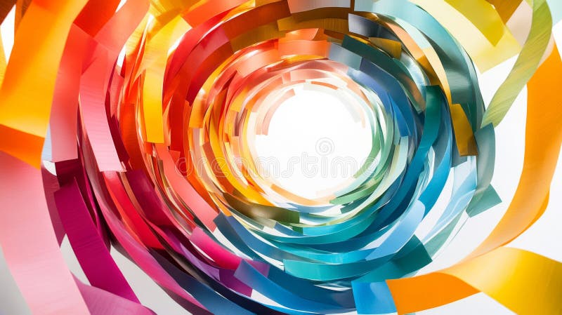 Colorful Ribbons Swirl into a Bright Central Void Stock Illustration ...