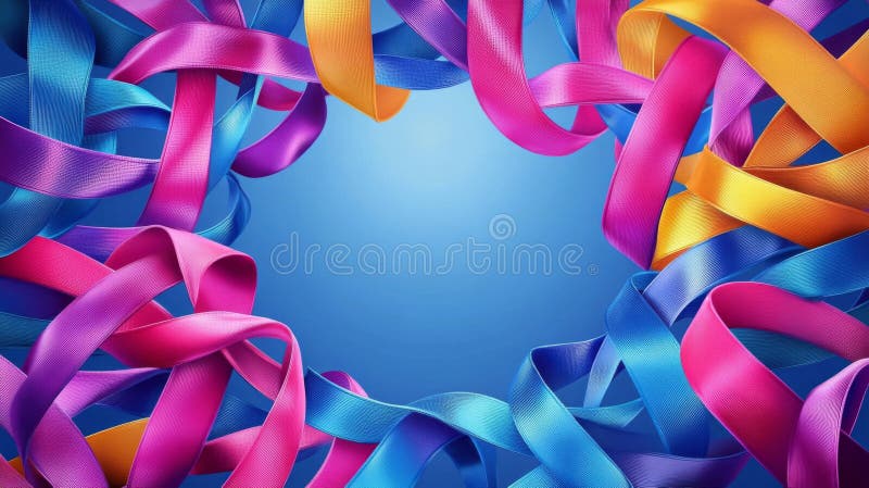 Colorful Ribbons Swirl Creating a Vibrant Frame Stock Illustration ...
