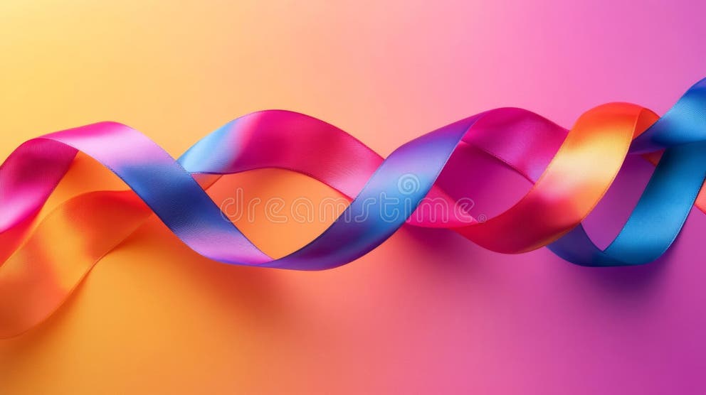 Colorful Ribbons Twisting on Gradient Background Stock Illustration ...