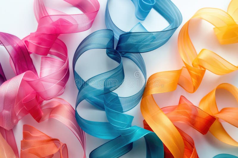 Colorful Ribbons on a White Surface, Perfect for Various Projects Stock ...