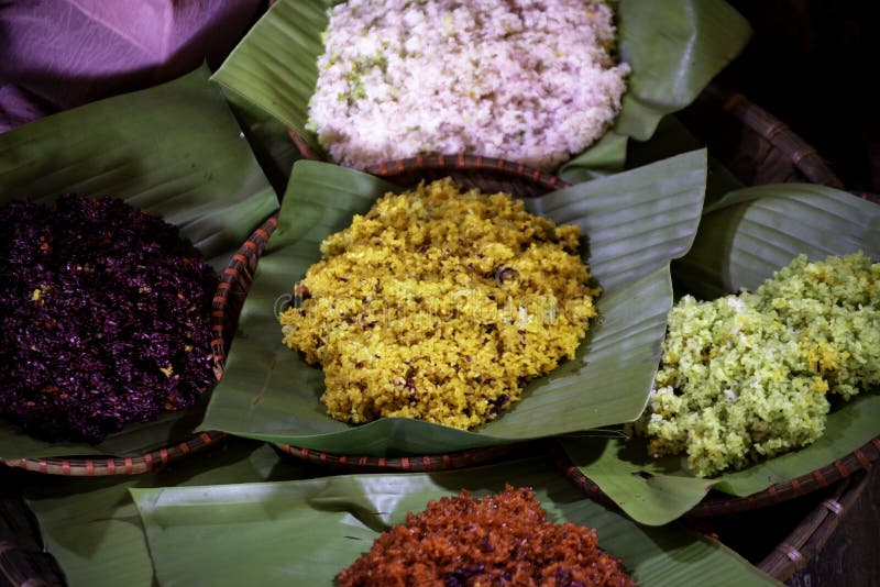 Colorful Rice. Each Type of Rice is Dyed with a Different Type of Leaf ...