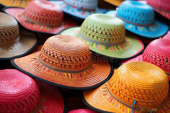Colorful rice straw hats stock illustration. Illustration of tourism ...