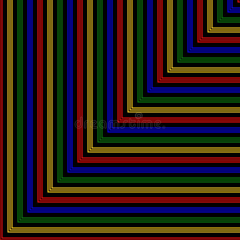 Colorful Right Angle Lines Fabric Pattern on Black Background Vector ...