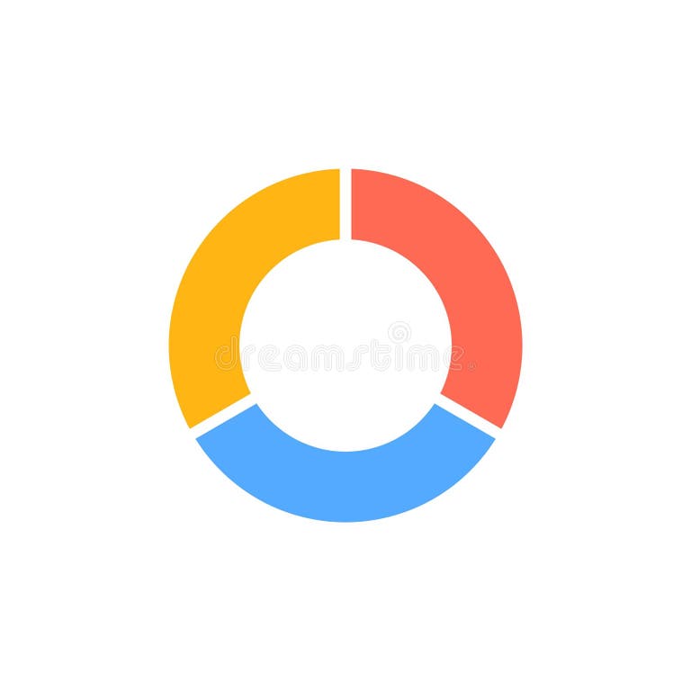 Colorful Ring Chart with Three Segments in Yellow Orange and Blue Stock ...