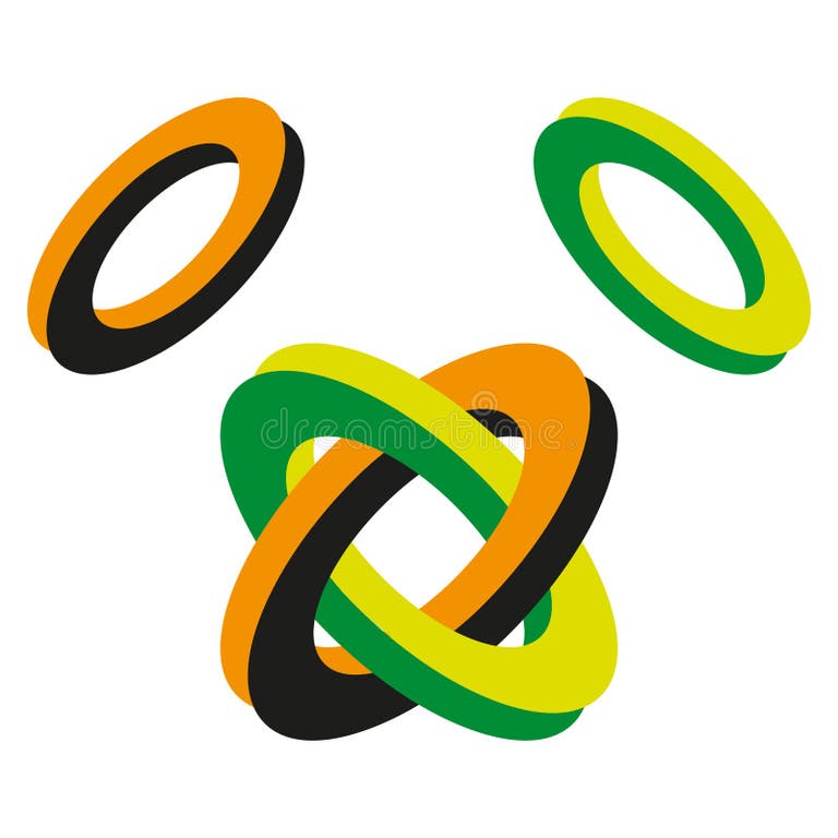 Colorful Ring Knot. Overlapping Loop Shape. Multicolor Twisted Element ...