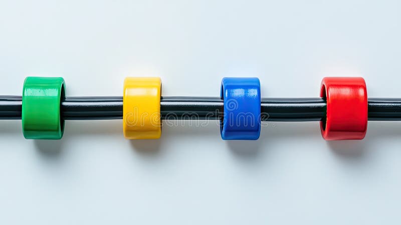 Colorful Rings on a Black Rod. Concept of Connection, Sequence, and ...