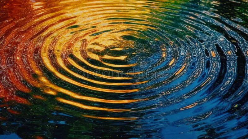Colorful Ripples and Reflections on a Water Surface Stock Illustration ...