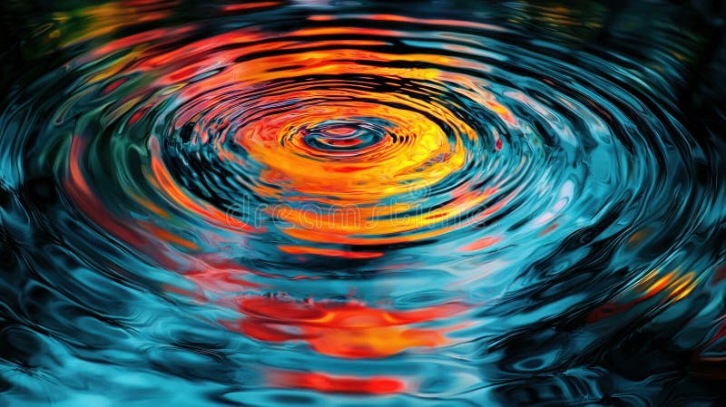 Colorful Ripples in Water Creating an Abstract Pattern Stock ...