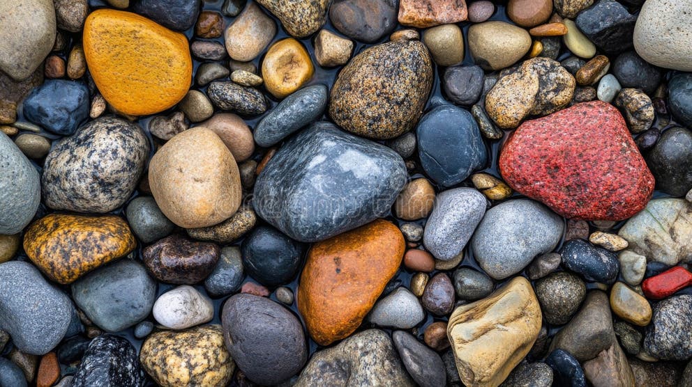 Colorful River Rocks Wet Smooth Surface Stock Illustration ...