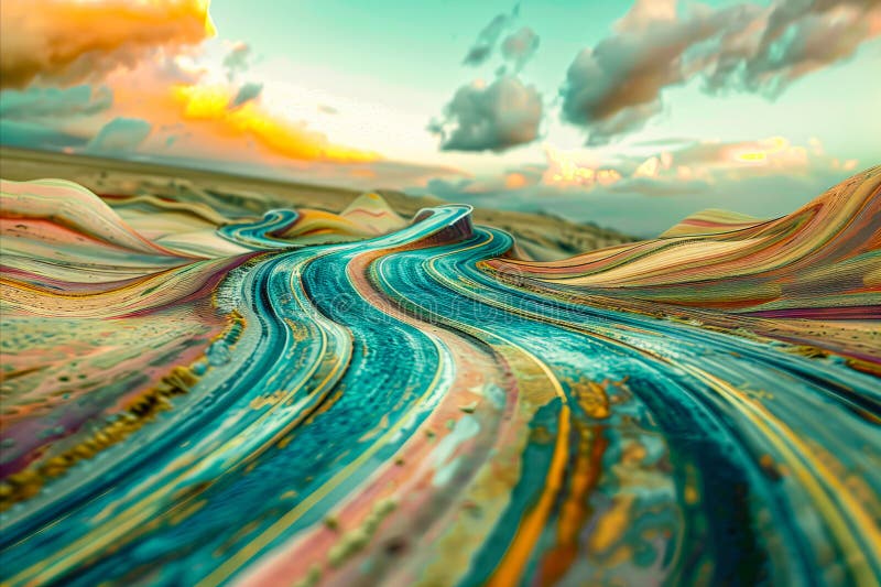 A Colorful Road in the Desert Stock Image - Image of colorful ...