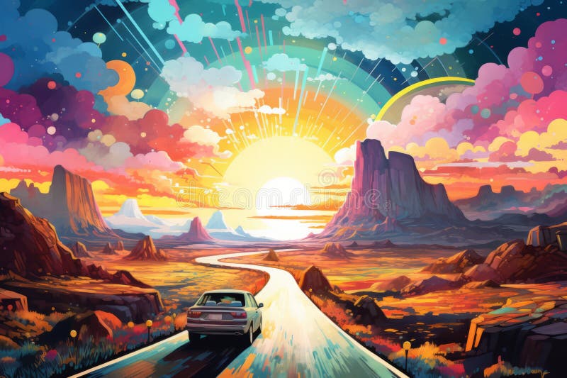 Colorful Road Trip Itinerary Stock Illustration - Illustration of ...