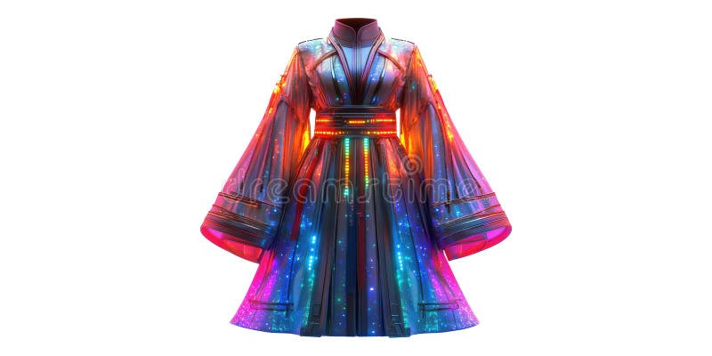 Colorful Robe with Neon Patterns Isolated on Transparent Background ...