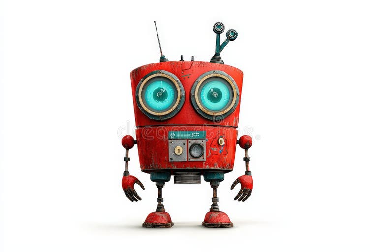 Colorful Robot Character White Isolate Background Stock Illustration ...