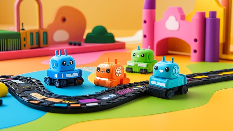 A Colorful Robot Coding Kit With Small Bots Coding Cards And Tracks 0356