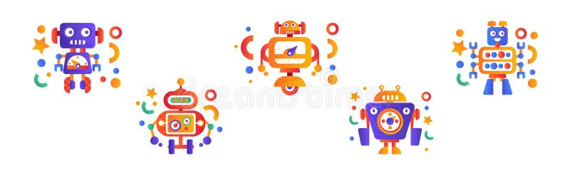 Colorful Robot and Cyborg with Limb Vector Set Stock Vector ...