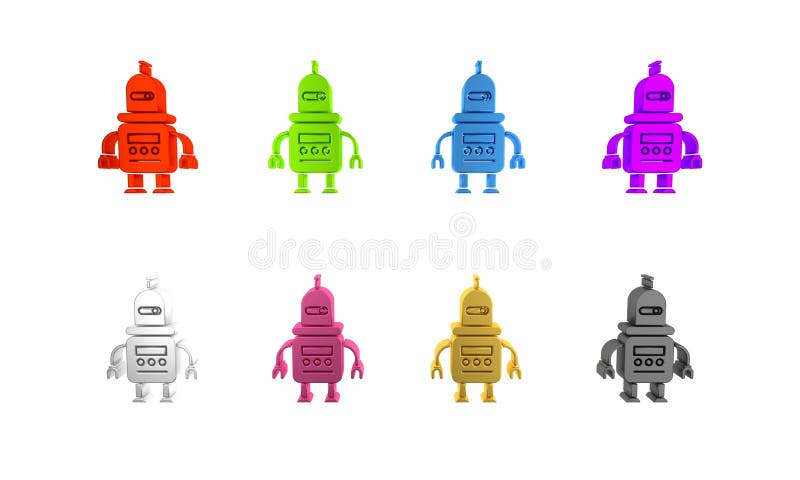 Colorful Robot Icon Isolated on White Background. Minimalism Concept ...