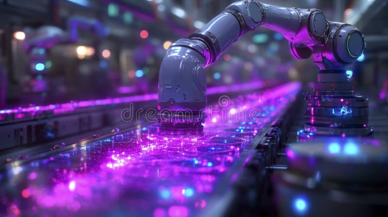 Colorful Robotic Arm in a High-Tech Entertainment Setup Stock ...