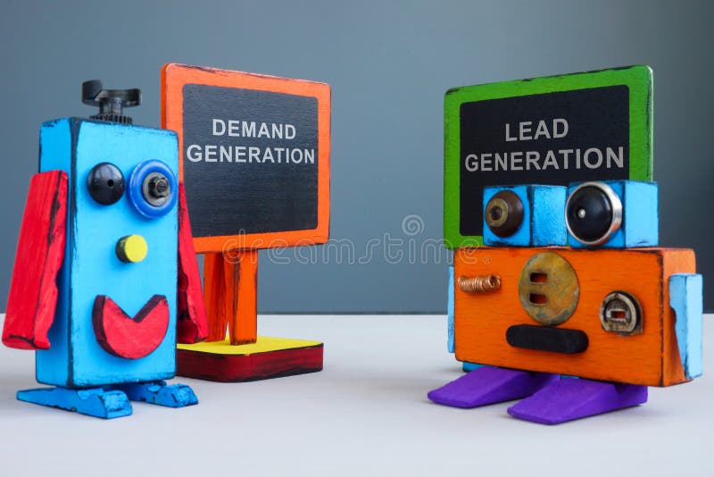 Colorful Robots and Signs with Inscriptions Demand and Lead Generation ...