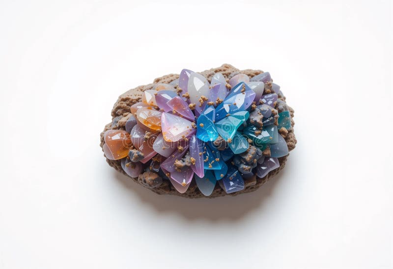 A Colorful Rock with a Blue Flower on it Stock Illustration ...