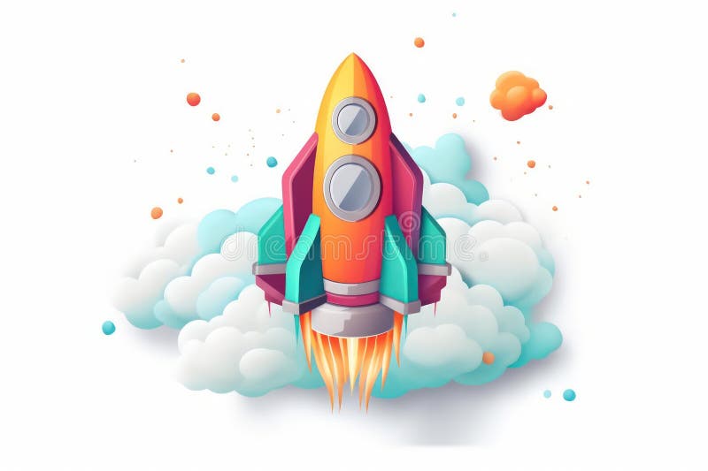 Rocket Ship with a White Background by Generative AI Stock Illustration ...