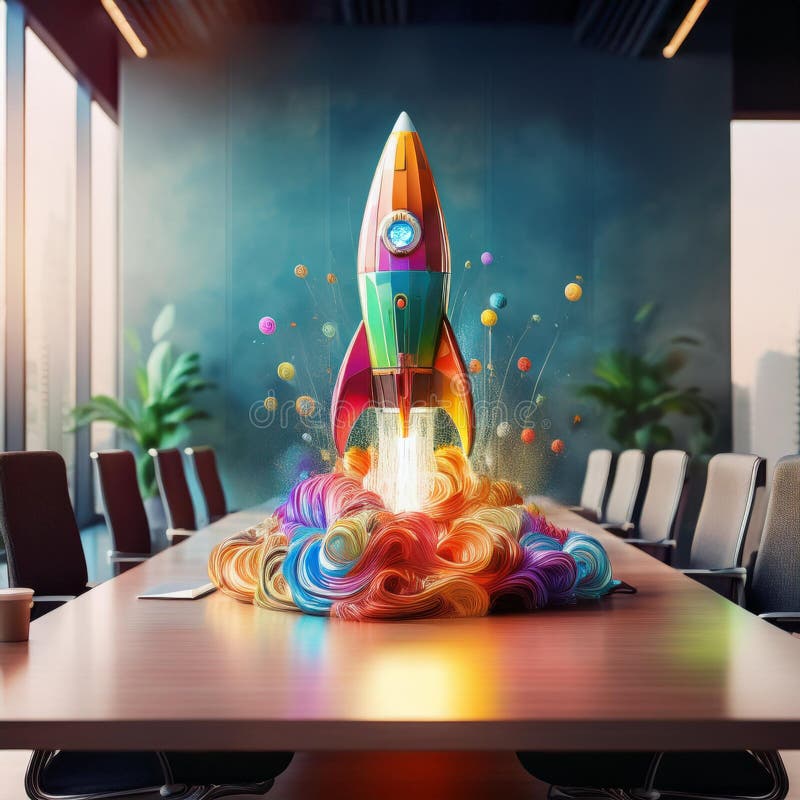 Colorful Rocket Launch Symbolizing Creative Bus Start Up Stock ...