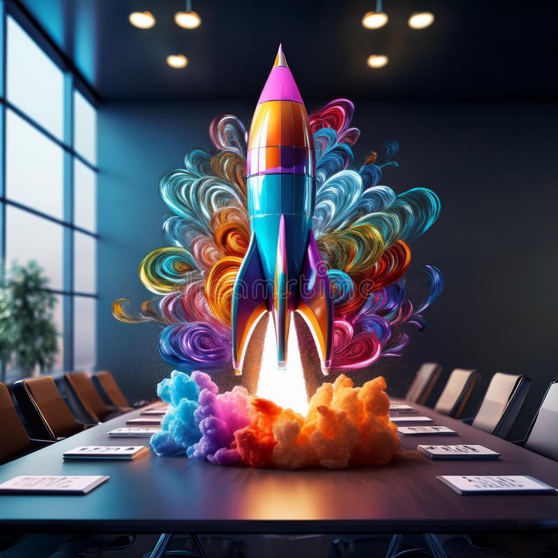 Colorful Rocket Launch Symbolizing Creative Bus Stock Illustration ...