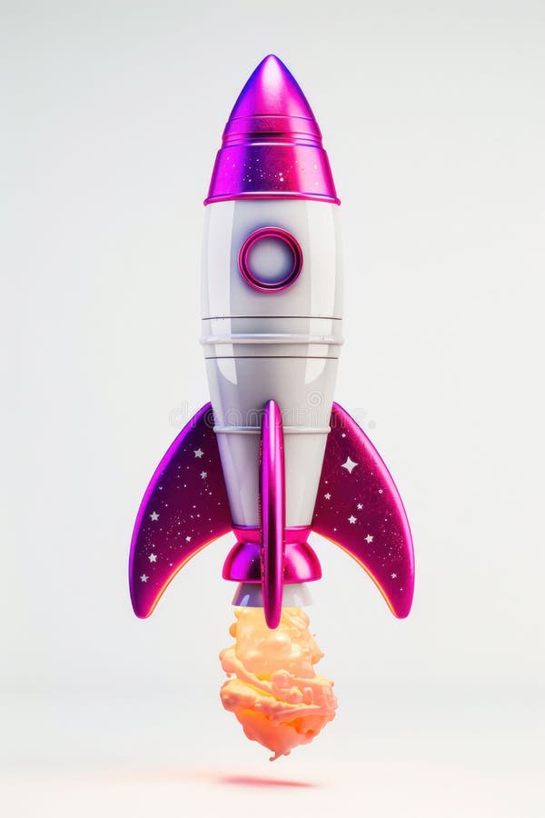 Colorful Rocket Launching with Flame. Generative Ai Stock Illustration ...