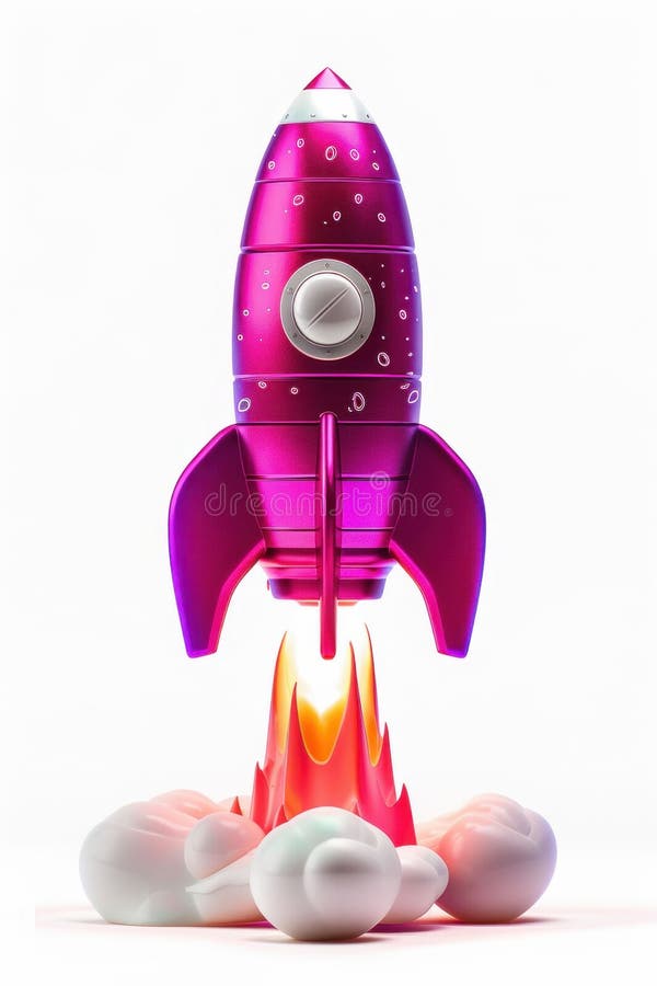 Colorful Rocket Launching with Flame. Generative Ai Stock Illustration ...