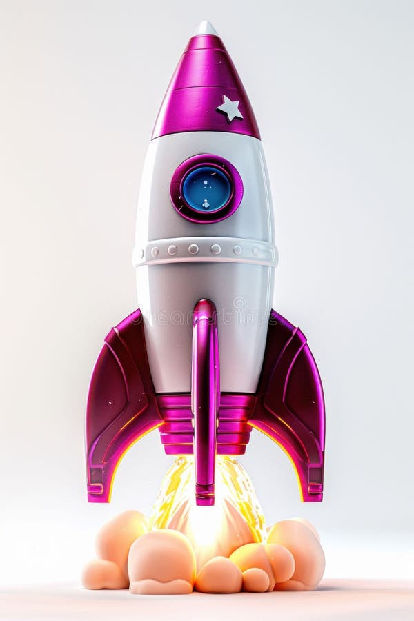 Colorful Rocket Launching with Flame. Generative Ai Stock Illustration ...