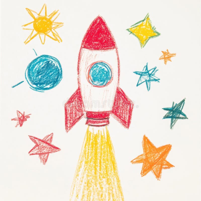 Colorful Cartoon Rocket Illustration Fire Trail Stock Photos - Free ...