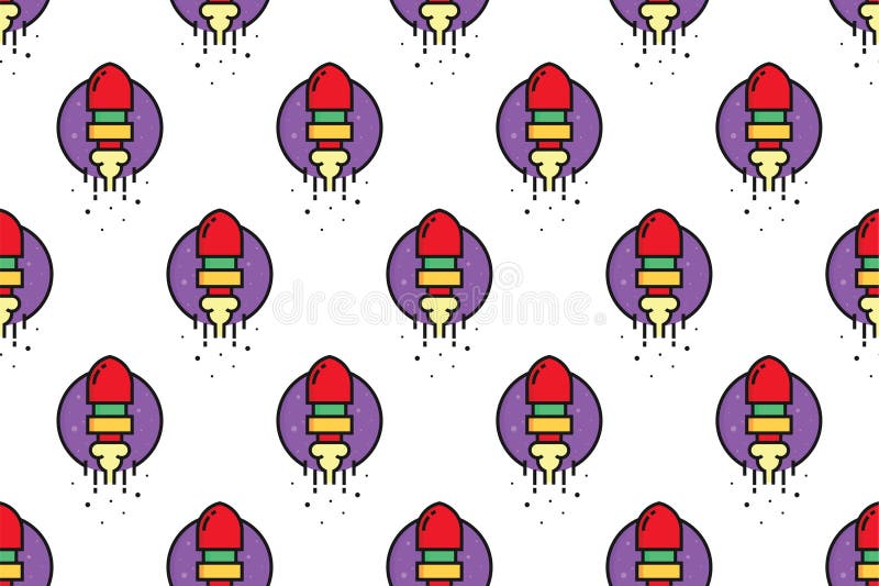 Colorful Rocket Seamless Pattern Background Template Stock Vector ...