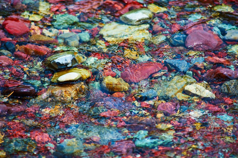 Colorful Rocks in a Glacier National Park River Stock Image - Image of ...