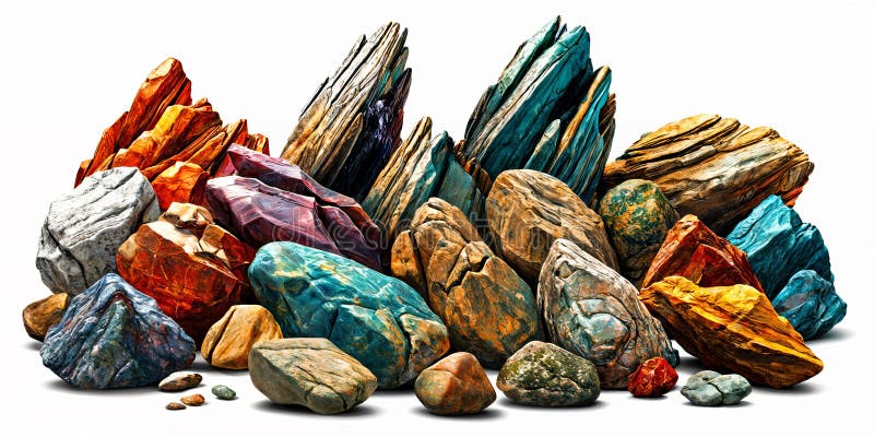 Colorful Rocks on White Background Stock Illustration - Illustration of ...