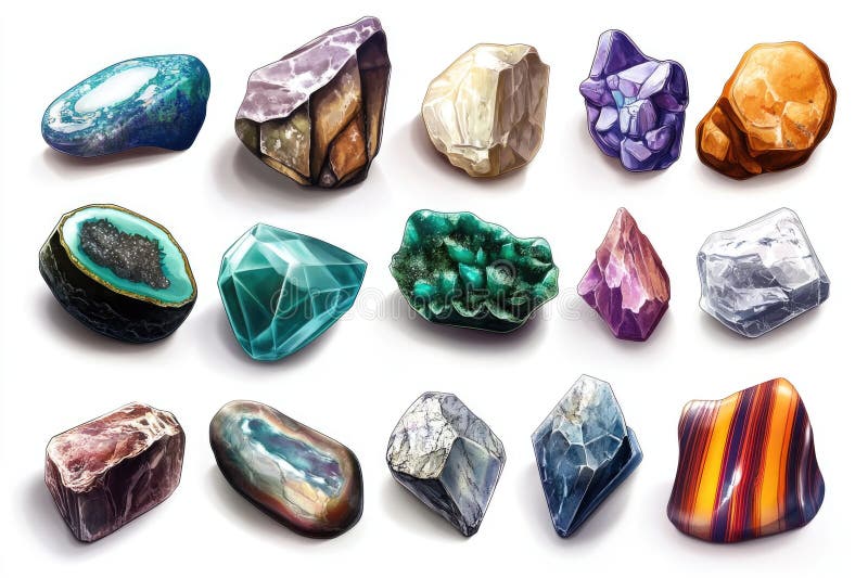 Colorful Rocks on White Background Stock Illustration - Illustration of ...