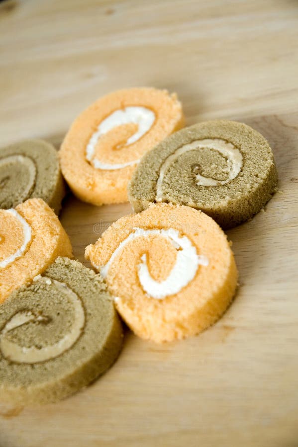 Colorful roll cakes stock image. Image of snack, piece - 41413821