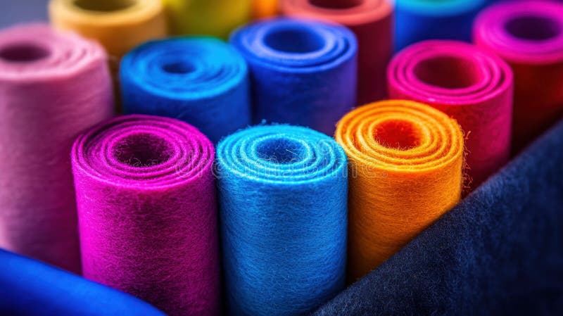 Colorful Rolled Felt Fabric Sheets Stock Illustration - Illustration of ...