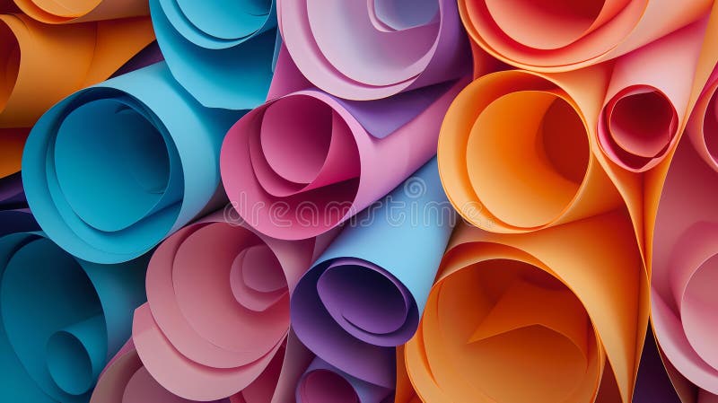 Vibrant Rainbow of Rolled Paper Sheets, Abstract Background and Design ...