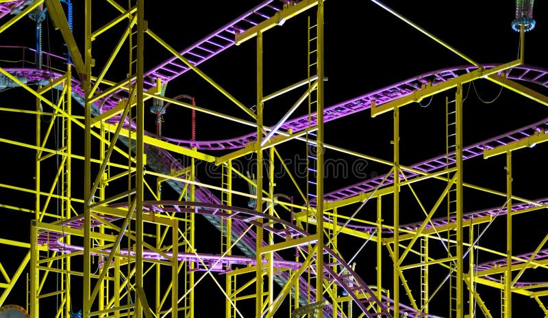 Colorful Roller Coaster Detail Stock Photo - Image of stake, track ...